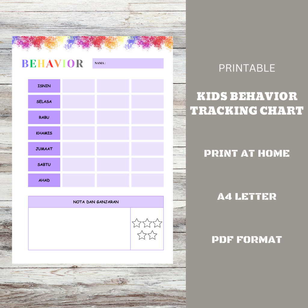 Behavior Tracking Chart | Kids Planner | Teen Planner | Printable ...