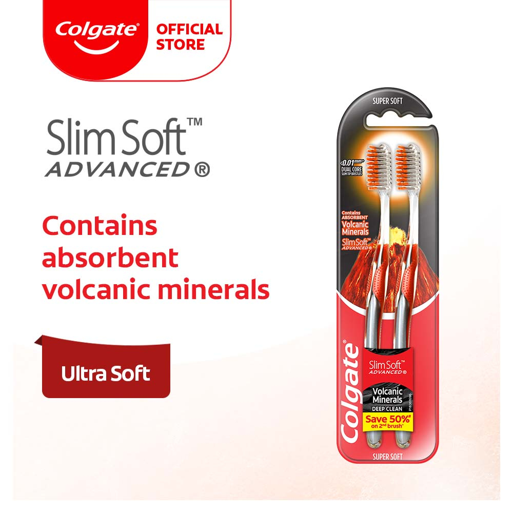 Colgate SlimSoft Advanced Volcanic Minerals Toothbrush Valuepack 2s ...