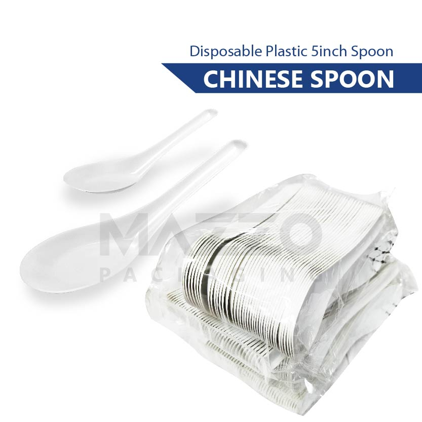 Disposable Plastic Chinese Spoon 5" - Soup Spoon White (80pcs) | Shopee ...
