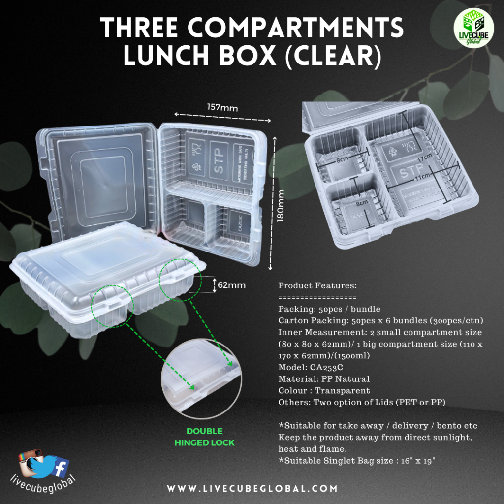 (50pcs) Three Compartment Take Away Box (1500ml) - STP CA 253C ...