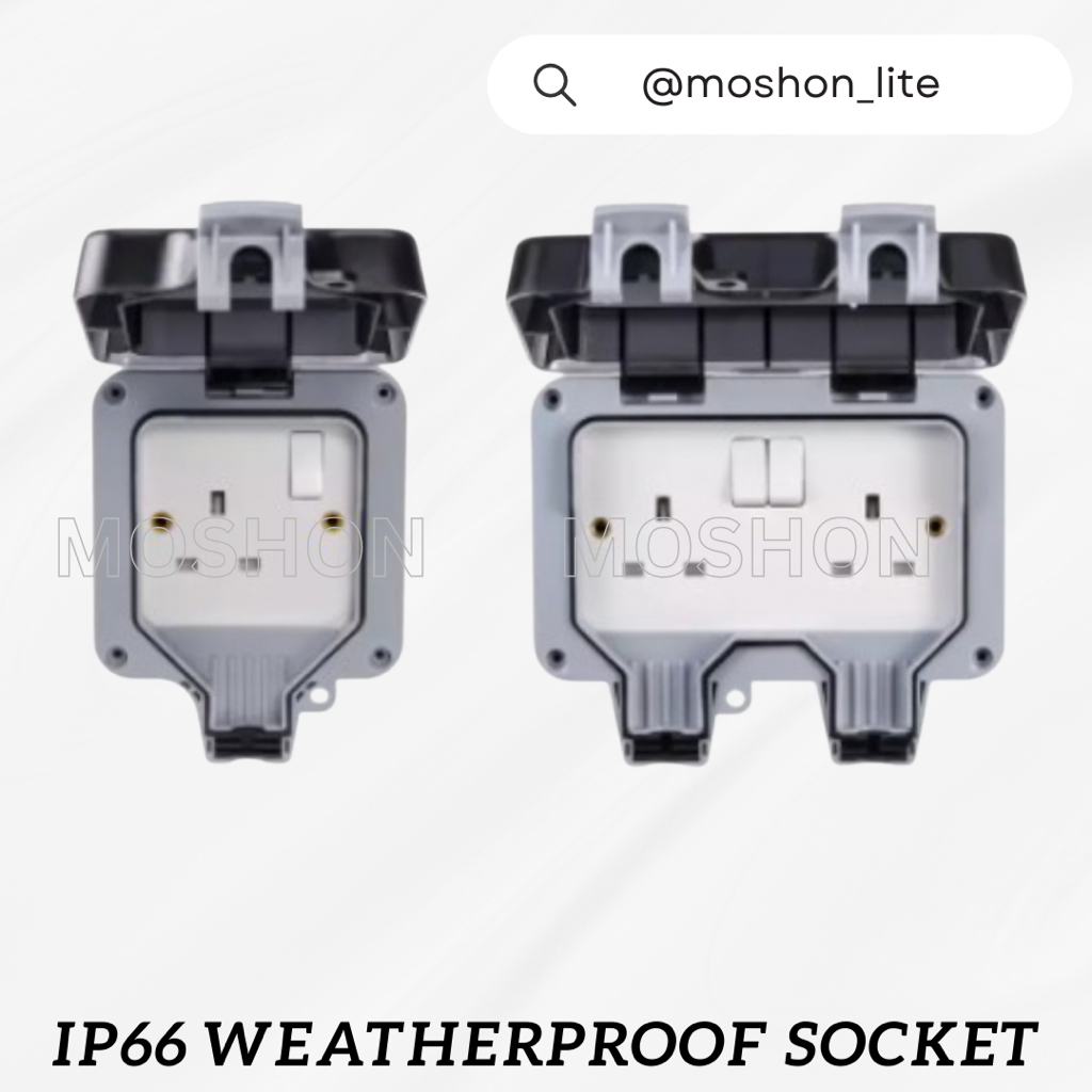 IP66 Weatherproof outdoor 13A wall switch socket (single / double ...