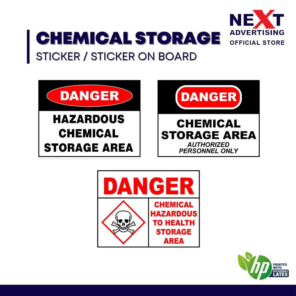 Danger Chemical Storage Area Warning Signage | Sticker or Sticker on ...
