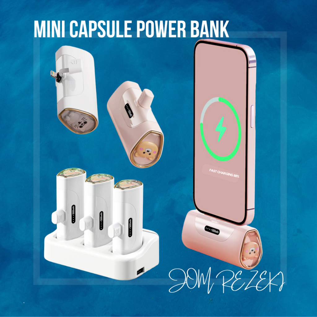 JOM Fashion Mini Power Bank 5000mAh Super Light Fast Charging Type C ...