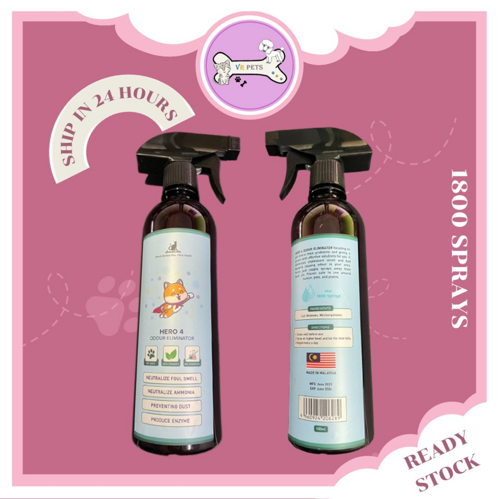 Oh Meow Ku Hero 4 Odour Eliminator Spray 1800 Sprays - (Cat Litter ...