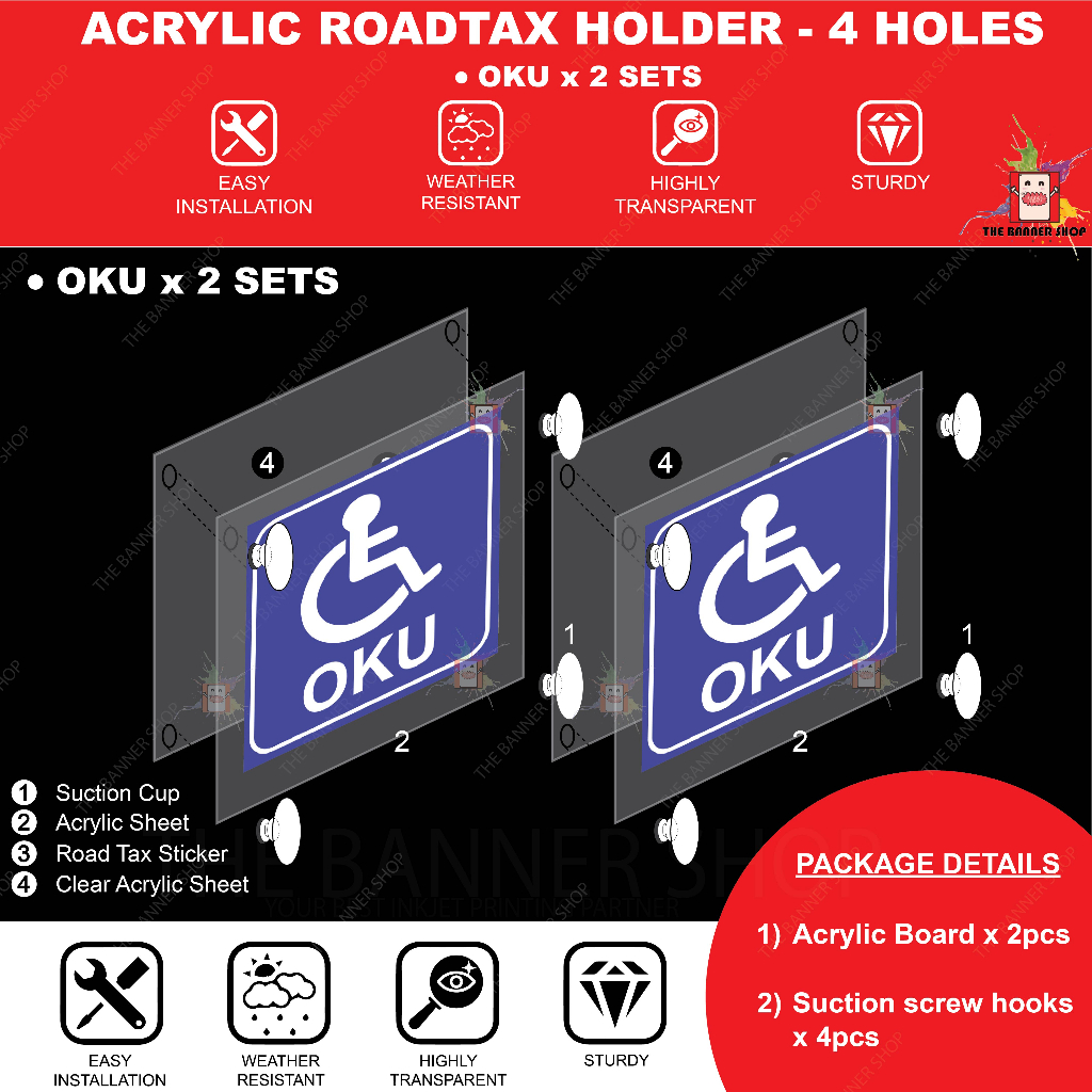 P License, E-Hailing, OKU Roadtax Acrylic Holder 17cm x 17cm/ Pemegang ...