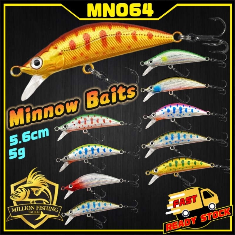 【MN064】1pcs 5.6cm/5g Minnow Baits Lure Gewang minnow Sebarau Casting ...