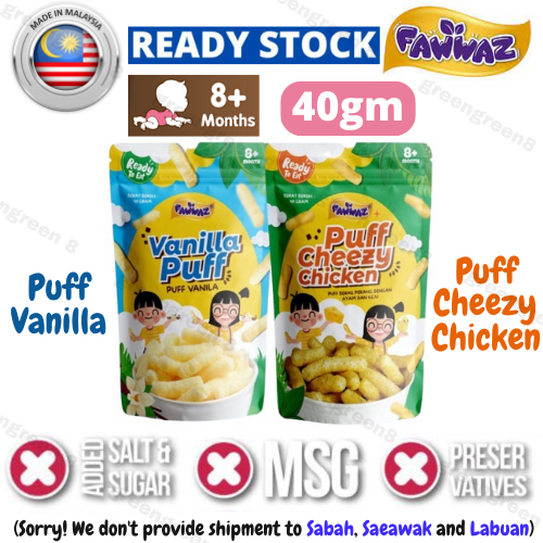 NEW!!! FAWWAZ Puff Cheezy Chicken & Puff Vanila (8m+) | Shopee Malaysia