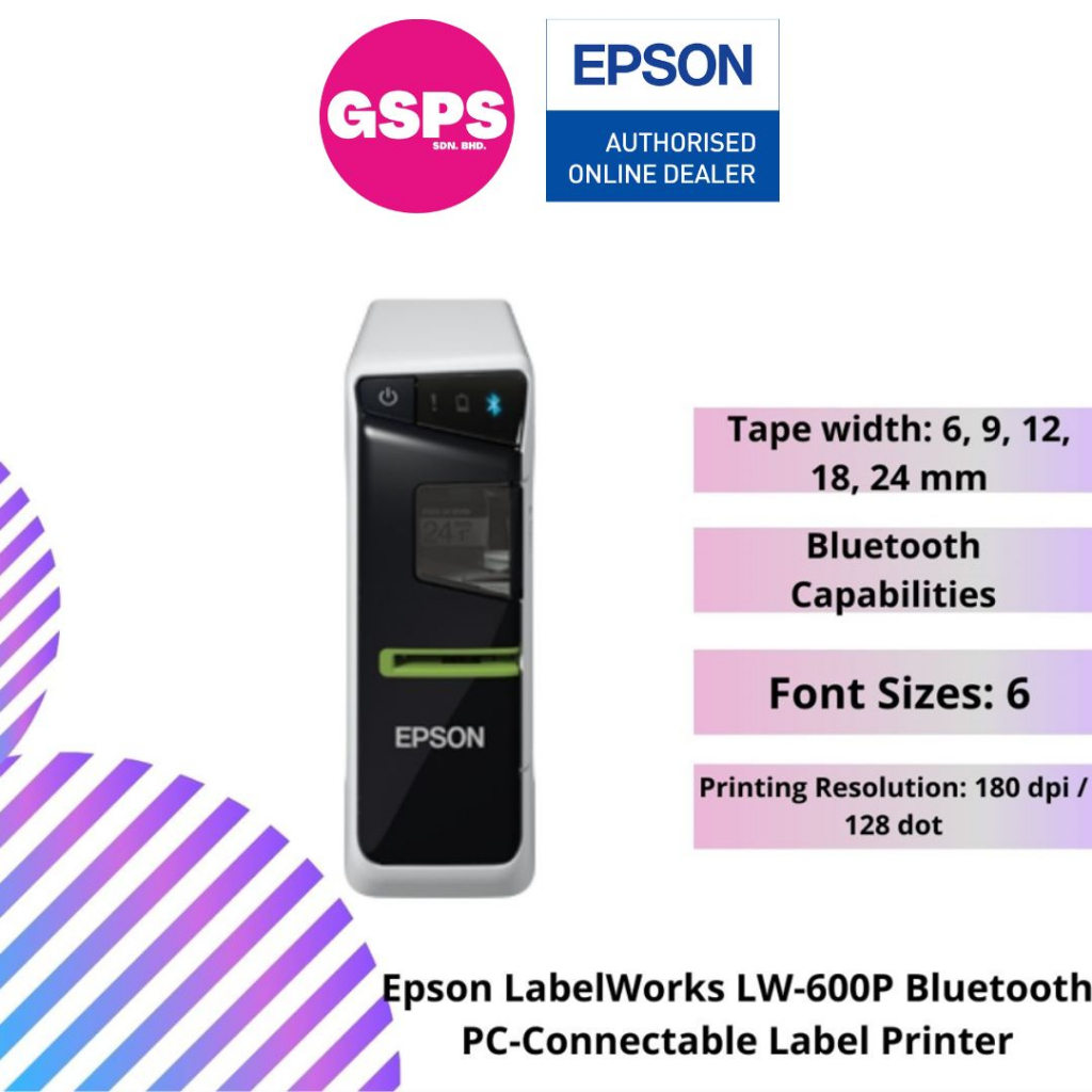 Epson Label Works LW-600P Bluetooth PC-Connectable Label Printer ...