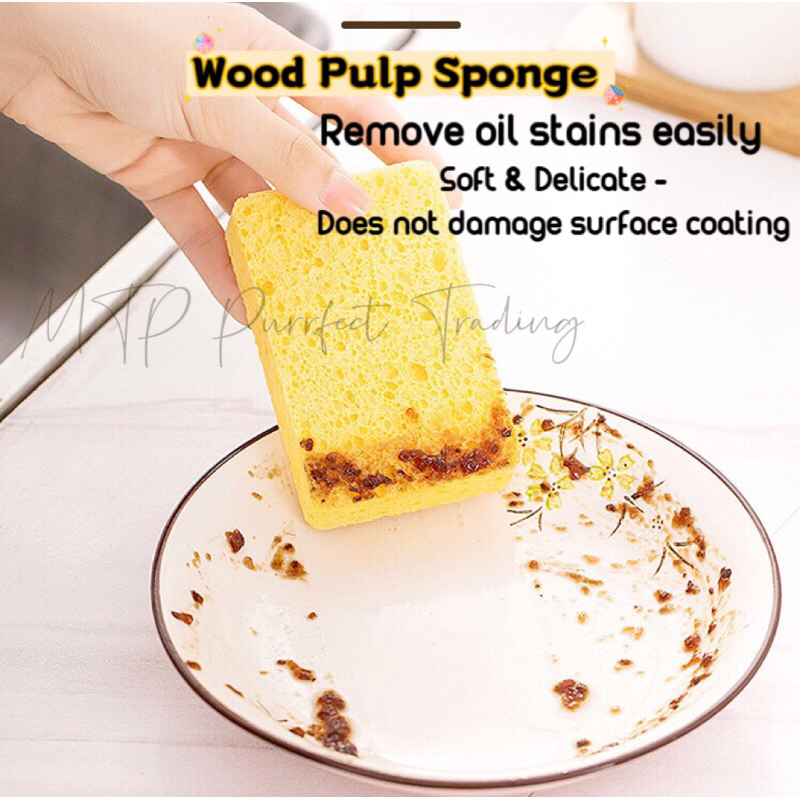 Natural Wood Pulp Cotton Dishwashing Sponge Span Pulpa Kayu Kitchen ...