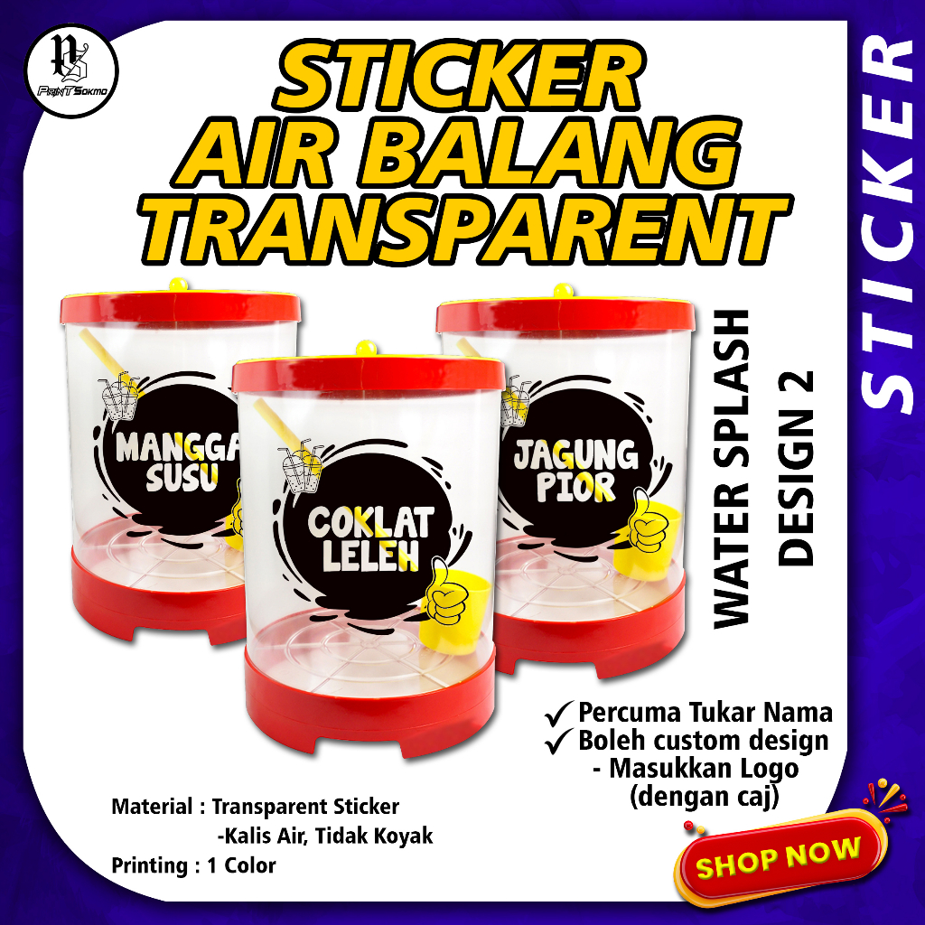Sticker Air Balang Transparent Gam Kuat, Kalis Air & Tahan Lasak Water ...
