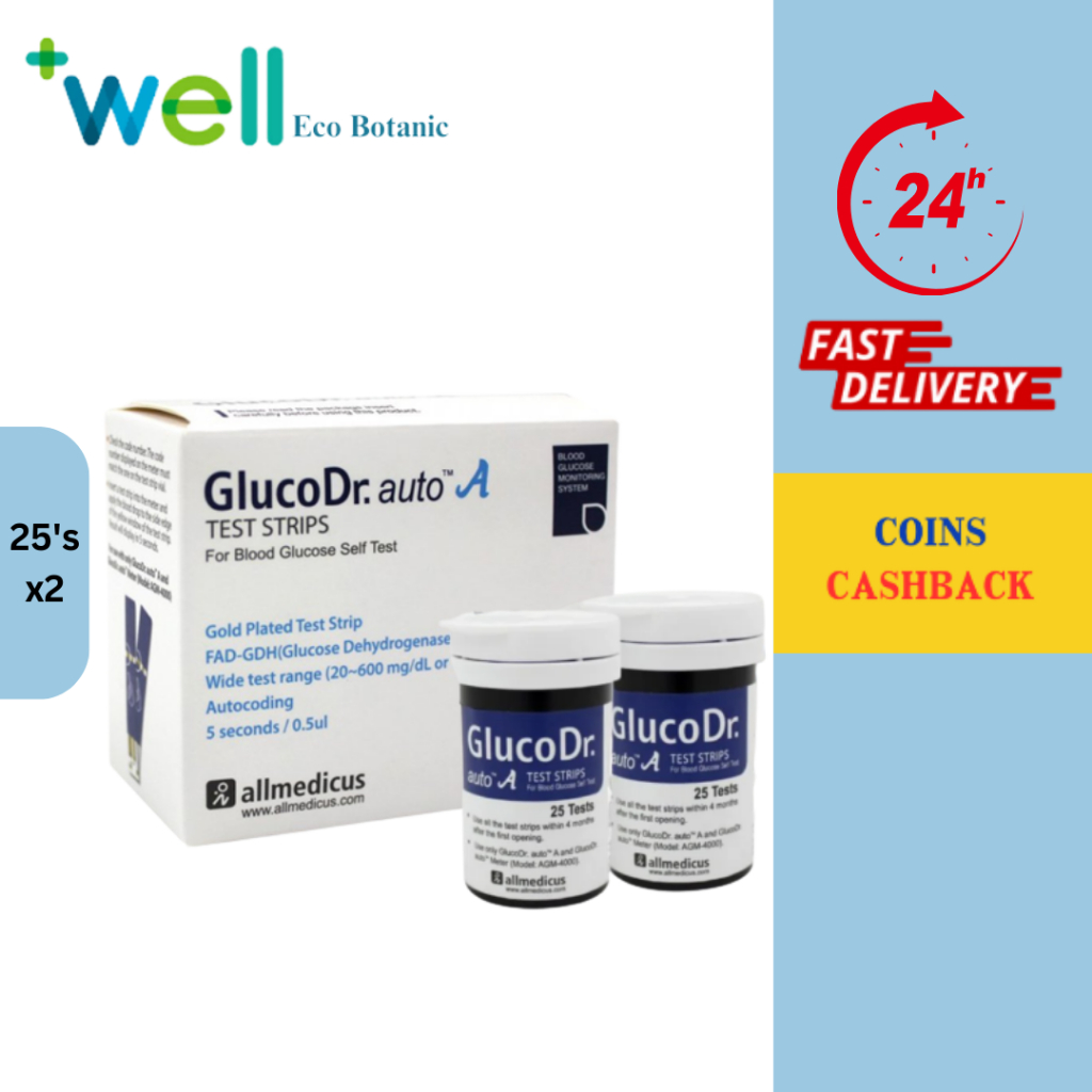 GlucoDr.auto Blood Glucose Test Strips 50'S Exp:11/2024 | Shopee Malaysia
