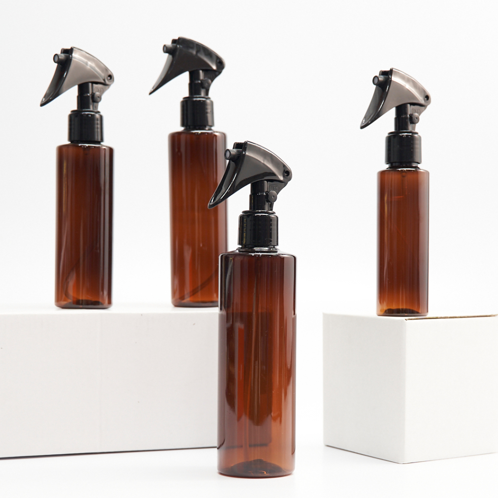 100/150/200/250ML Black Trigger Spray Amber PET Bottle / Plastic Spray ...