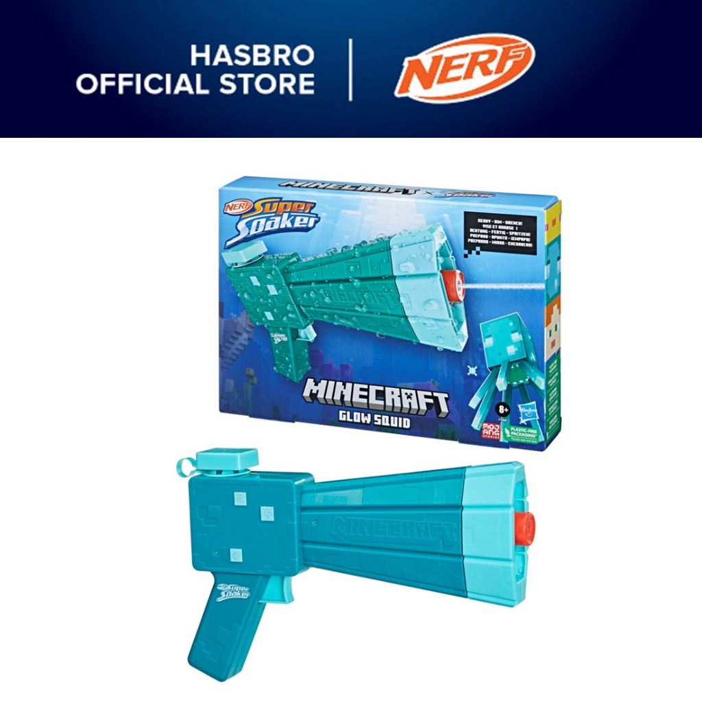 Nerf Super Soaker Minecraft Glow Squid Water Blaster: Outdoor Toy with ...