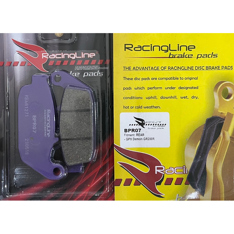 Racingline Gpx Demon Gr200r Rear Disc Brake Pad Shopee Malaysia