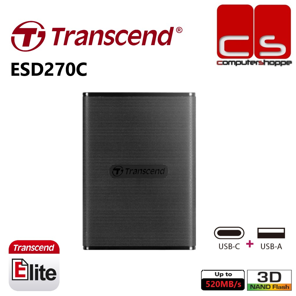 Transcend ESD270C USB 3.1 Gen2 Type-C Portable SSD - 250GB/500GB/1TB ...