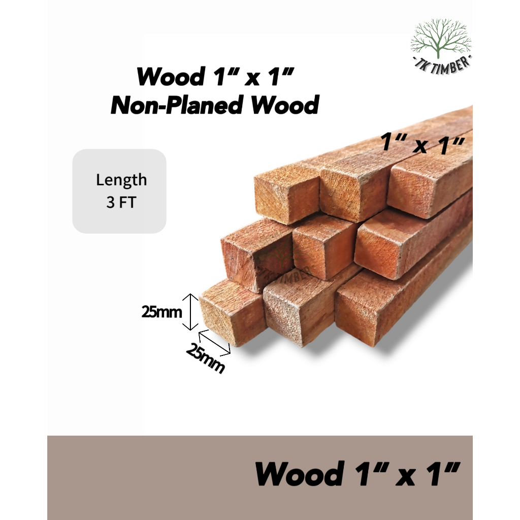 1" x 1" Solid Wood Meranti Grade A [ 3 FT ] / 1" x 1" Solid Kayu ...