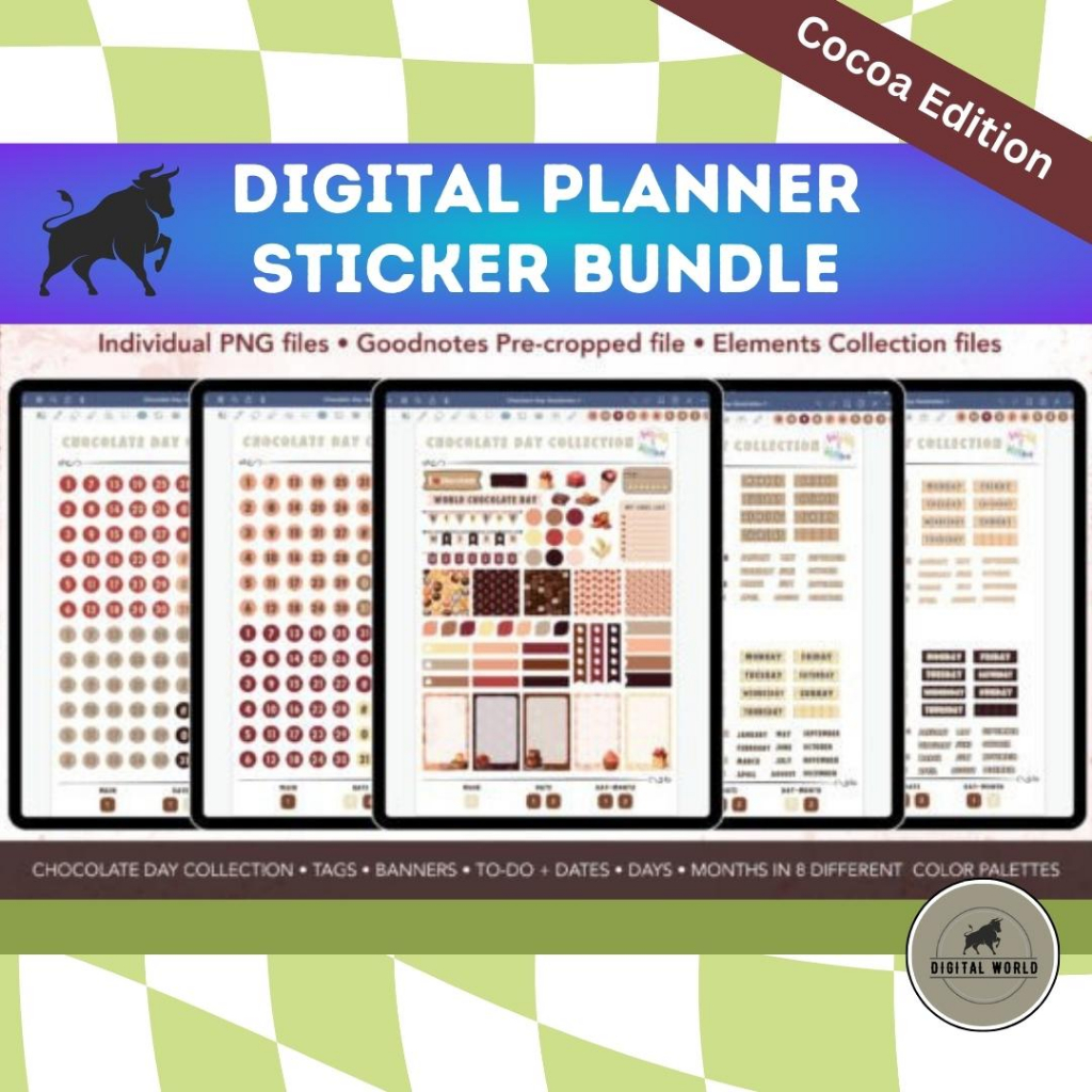 Digital Sticker Bundle Cocoa | Digital Planner Sticker Bundle | Cocoa ...