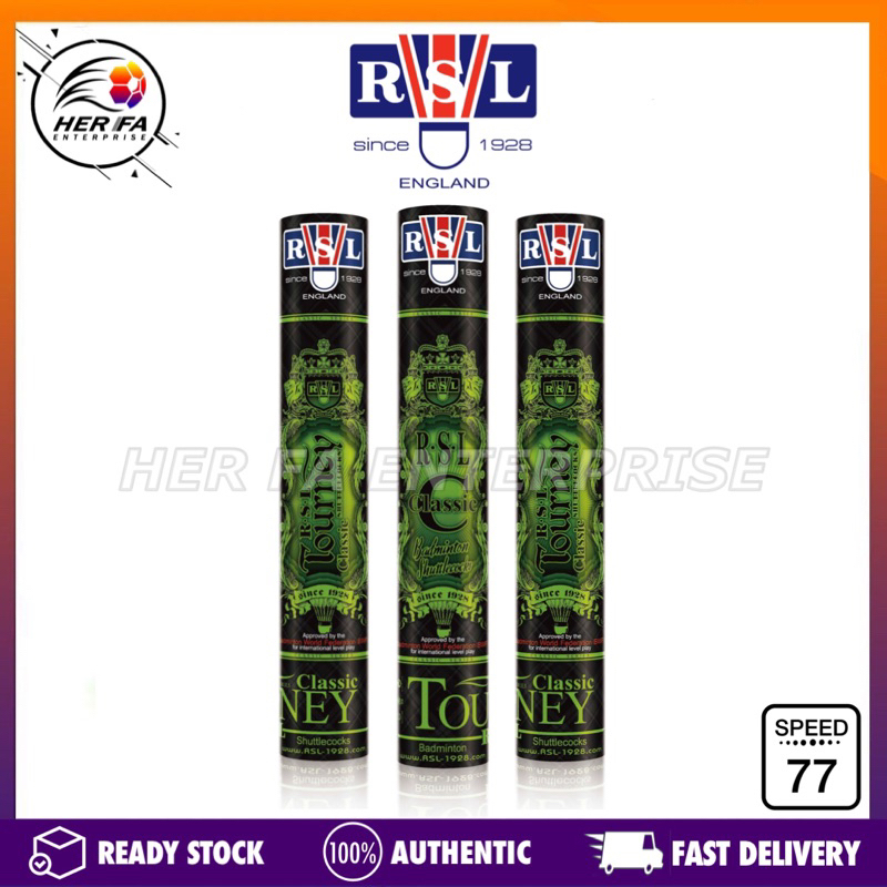 RSL Classic Tourney Badminton Shuttlecock 77 Speed 100%ORIGINAL Tournament and Training Bulu ...