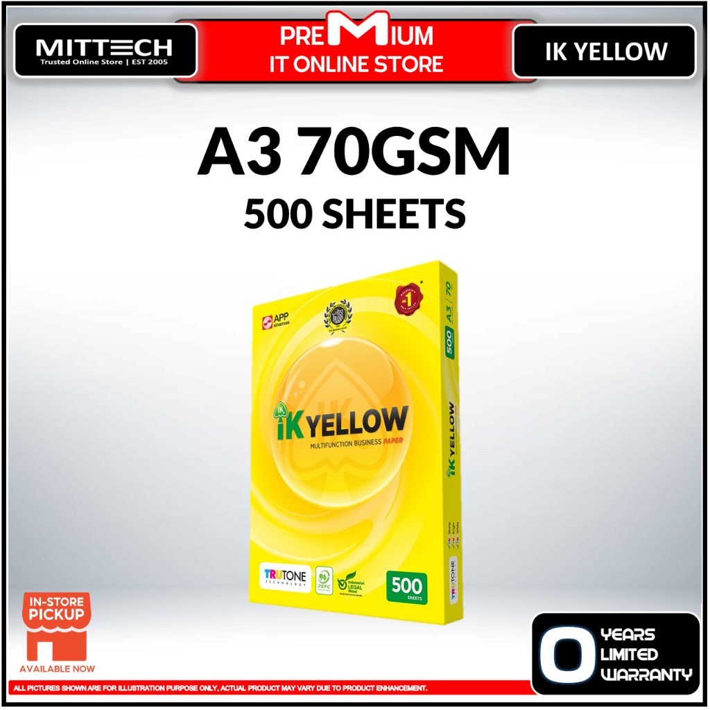 IK Yellow 500s 70gsm A3 Paper 1 Ream (500 sheets/ream) | Shopee Malaysia