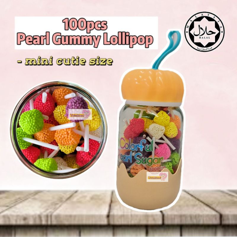 KHY Colourful Pearl Sugar fruits Mini Gummy lollipop 100pcs | Shopee ...