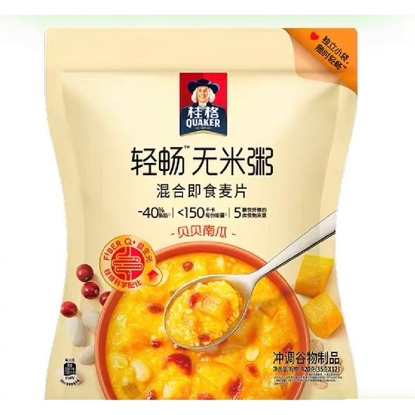 Quaker Instant Oat Porridge 420g (35g x 12 packs) 桂格轻畅无米粥 420g 独立包装 (35g x 12包） | Shopee Malaysia