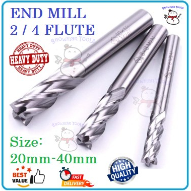 20-40MM END MILL 2 4 FLUTE HSS DRILL BIT BITS MATA GERUDI LATHE MACHINE CNC METAL BESI WOOD KAYU ...