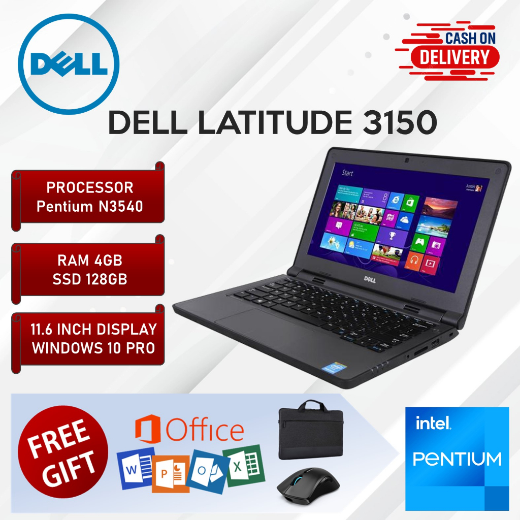 Dell Latitude 3150 Laptop Murah Pentium 4GB RAM 128GB SSD 11.6 Inch ...