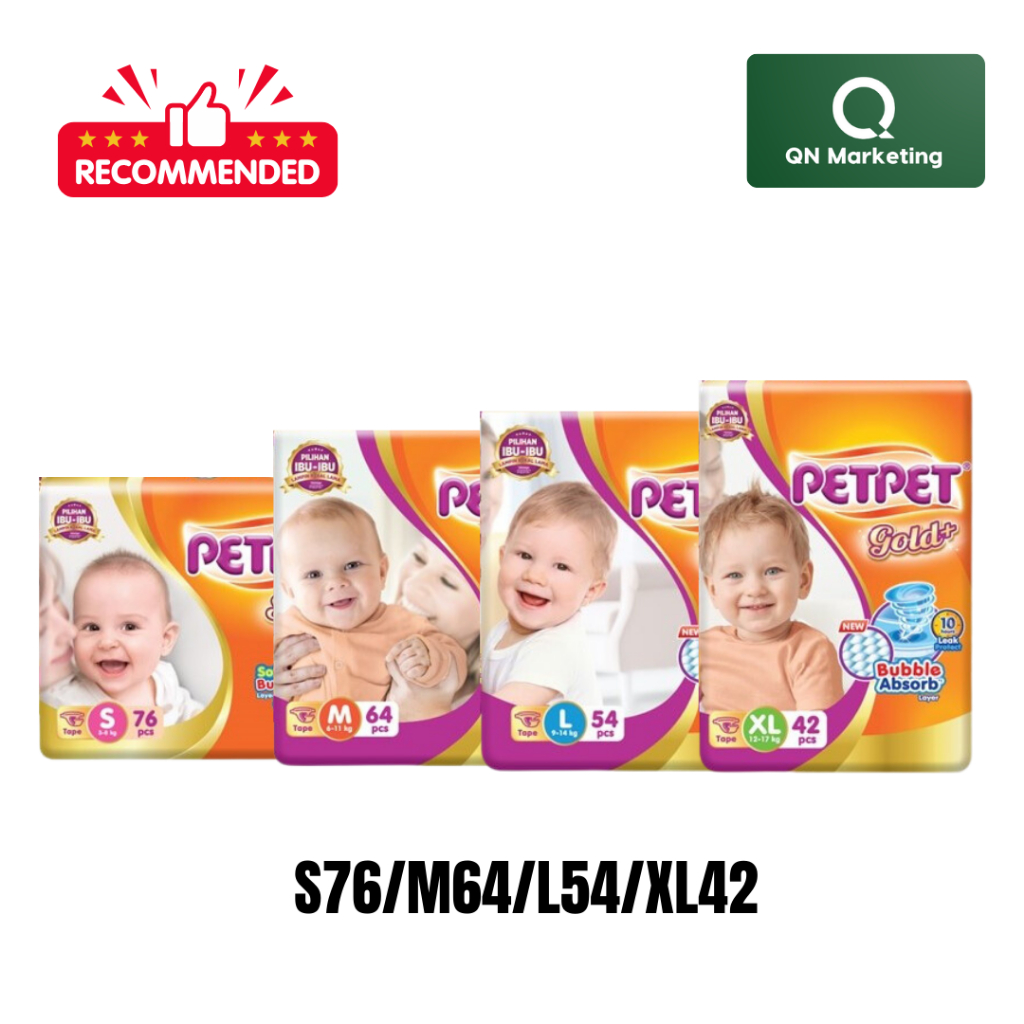 Petpet Tape Diaper Mega Pack - S76/M64/L54/XL42 (1 Pack) | Shopee Malaysia
