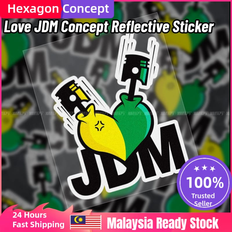 JDM Love Concept Digital Print Reflective Car Sticker / Motor Decals ...