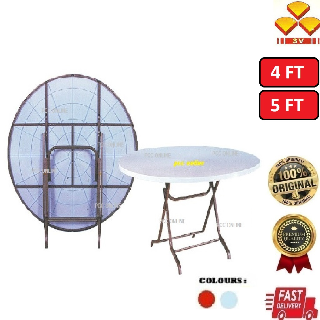 3V Fordable Plastic Table Round|Meja Lipat Plastik Bulat|Meja Makan 4FT ...