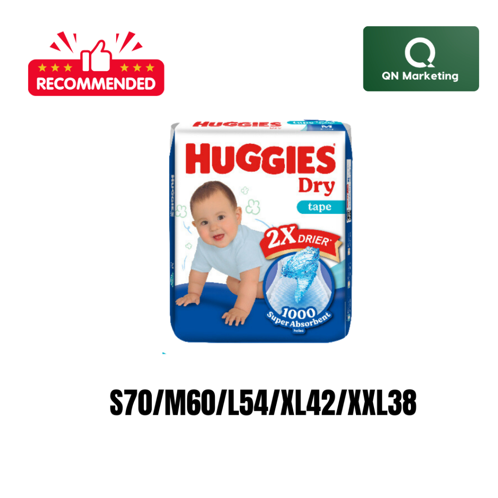 Huggies Dry Diapers Super Jumbo Pack - S70/M60/L54/XL42/XXL38 (1 Packs ...