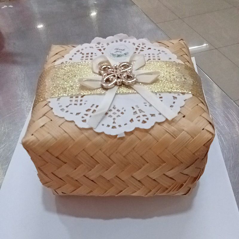 Besek bambu 12 x12cm ready deco doorgift goodies food container bekas ...