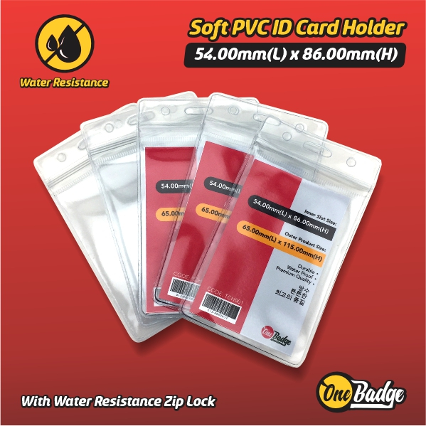 Vertical Pocket ID Card Holder | 86mm(H) x 54mm(L) | PVC Transparent ...