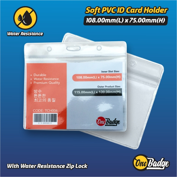 Pemegang Kad ID PVC- Mendatar | 108mm (L) x 75mm (H) | Horizontal Soft PVC Card Holder | Water ...