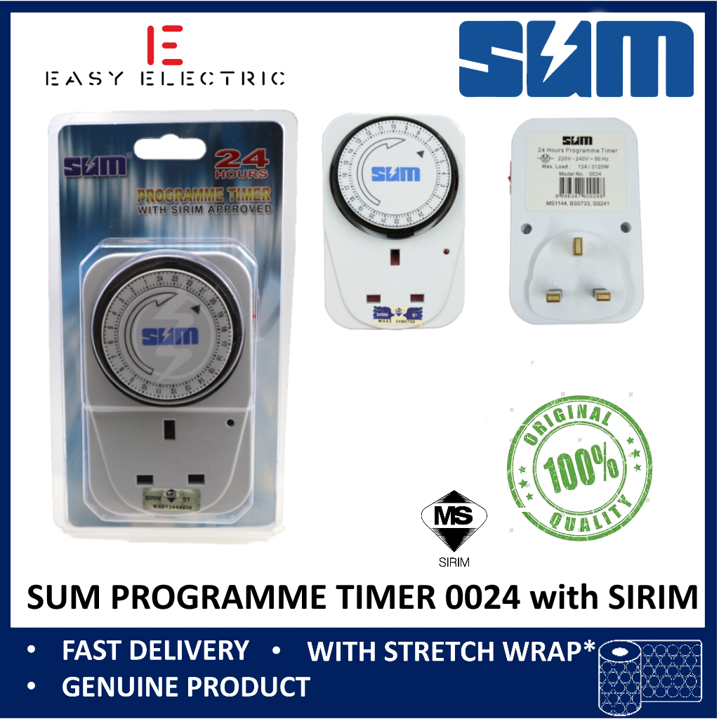 SUM PROGRAMME TIMER / ANALOG TIMER with 100% SIRIM 3 PIN Plug 0024 ...