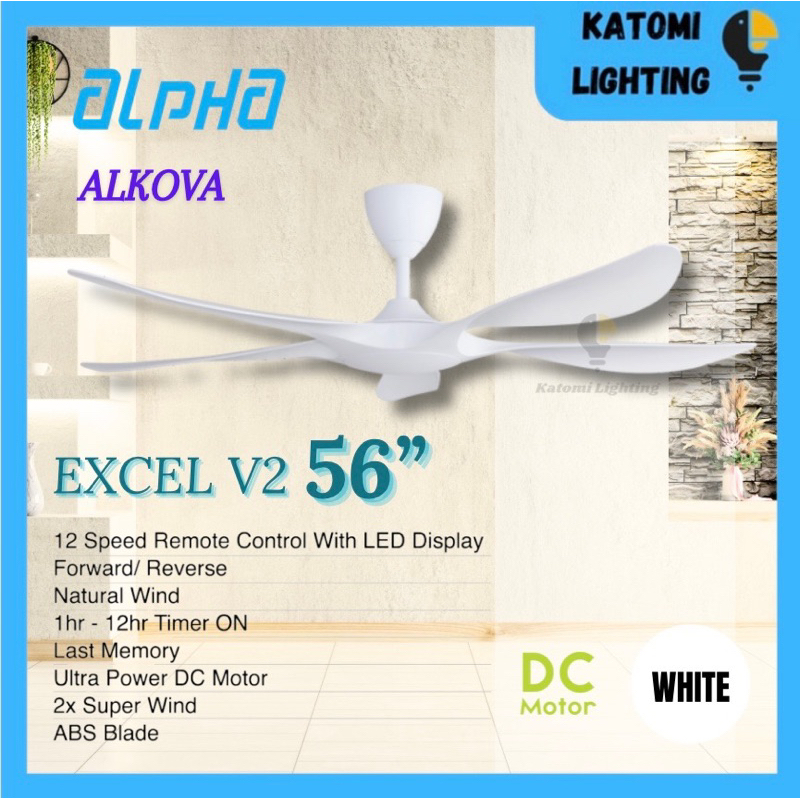 ALPHA Alkova Excel V2 5B 42” 56” DC Remote Control Ceiling Fan | Shopee ...