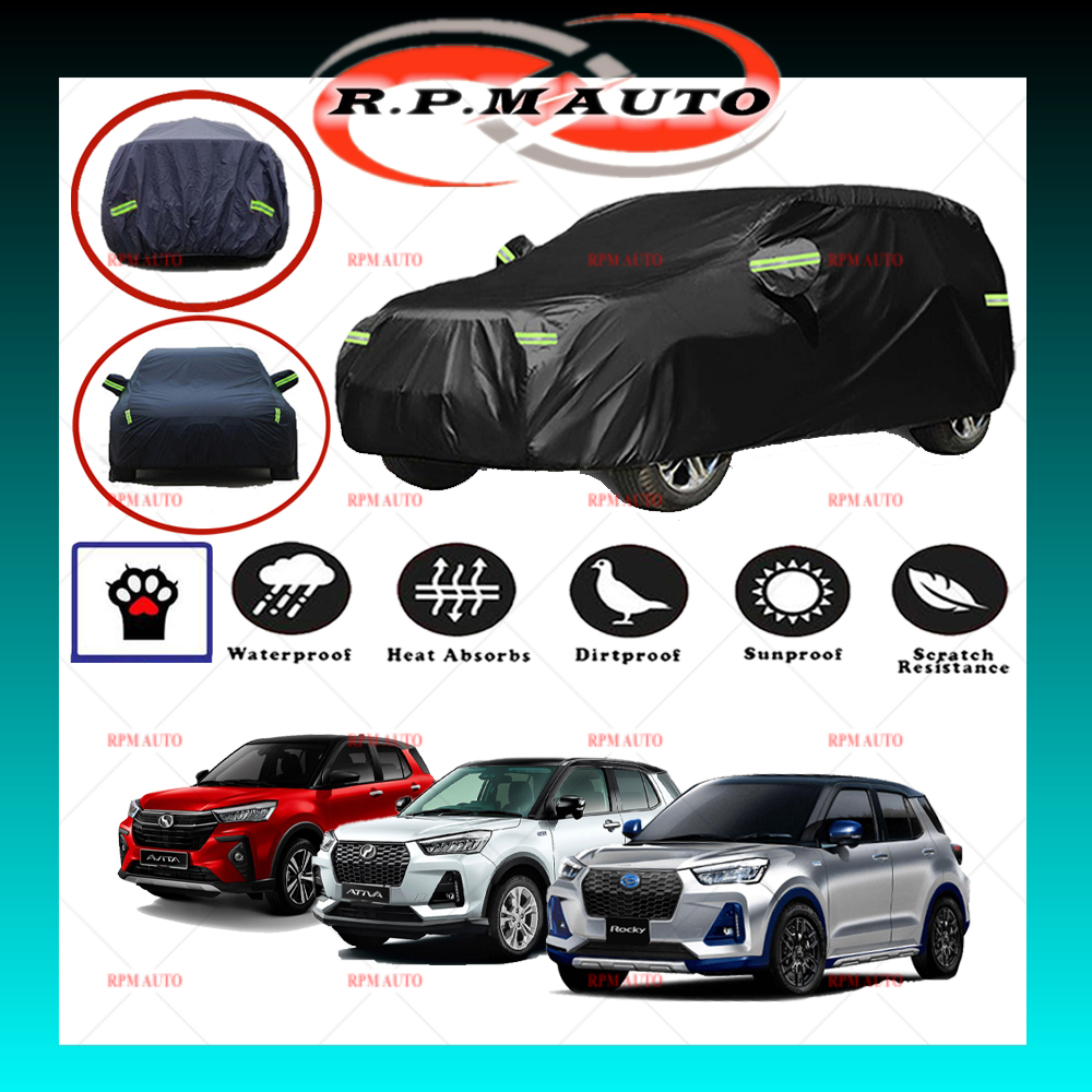 Perodua Ativa 190T Black Zipper Design Jet Protection Car Cover ...
