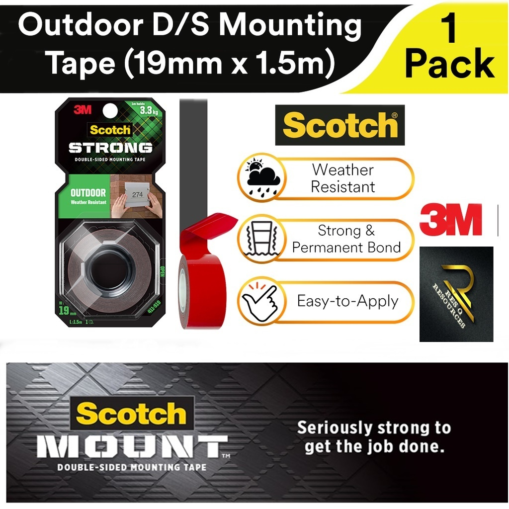 3M Scotch Outdoor Double-Sided Permanent Mounting Multipurpose Function & Usage Acrylic Foam ...