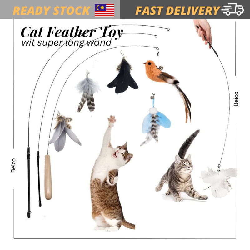 Retractable Cat Wand Toy for Indoor Cats Interactive Cat Teaser Toys ...
