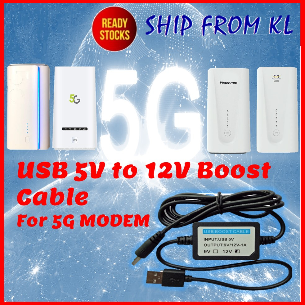 USB 5V To 12V 5.5x2.1mm Step Up Adapter Cable For VARIOUS Modem 5G 5G+ CPE Pro 2 H122-373 H112 ...