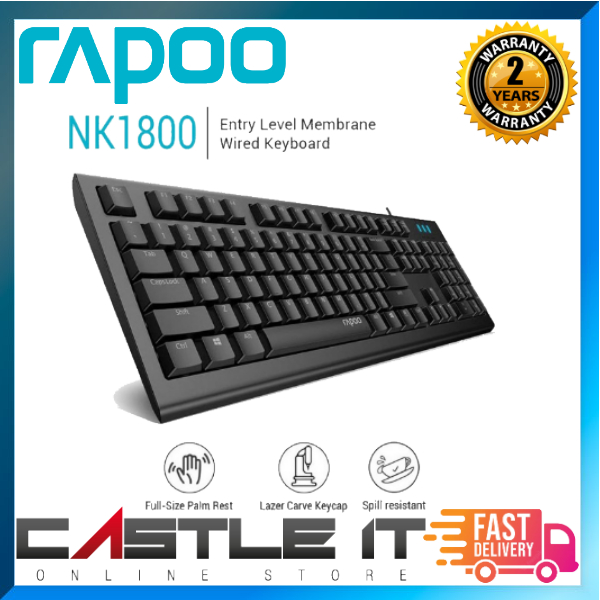 Rapoo NK1800 Wired USb Spill-Resistance Keyboard With Laser Carver Keycap And Anti-oxidation ...