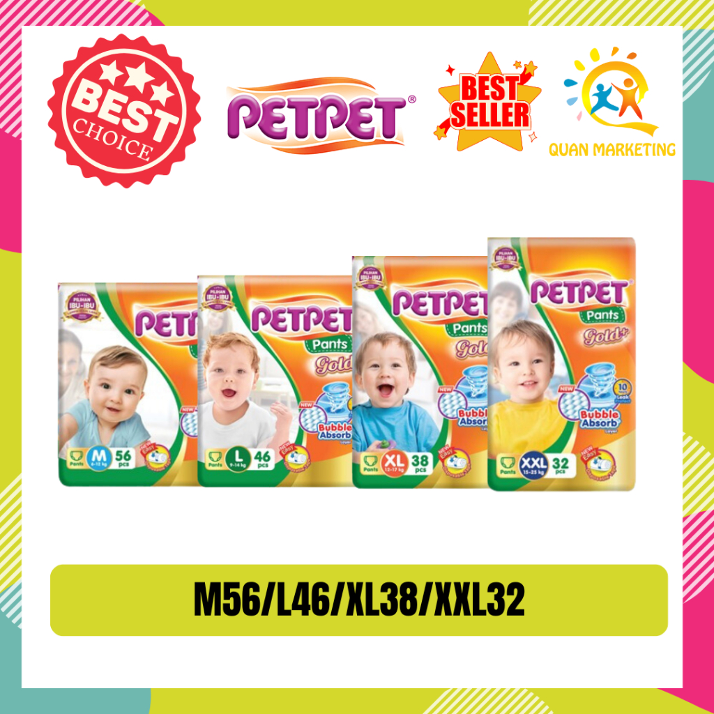 PETPET Pants Gold+ Super Jumbo Pack (1 Packs) - M56/L46/XL38/XXL32 ...