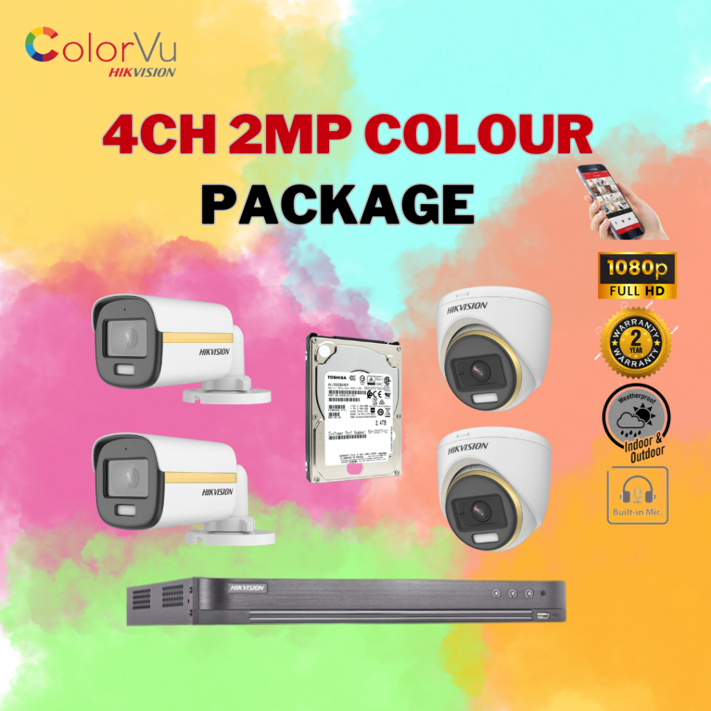 HIKVISION CCTV SET (World No.1) 4CH 2MP ColorVu IDS-7204HQHI-M1/E/DS ...