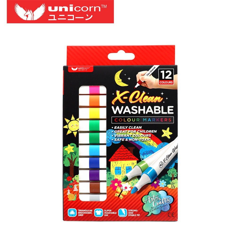 Unicorn X-Clean Washable Marker / Marker Pen / Magic Colour UWM-12C ...