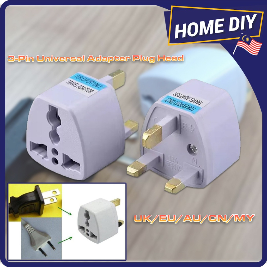 3-Pin Universal Adapter Plug Head / UK 3 Pin Malaysia China Plug Socket ...