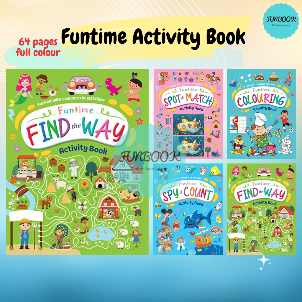 [FUNBOOK] Funtime Maze find a way Spot and count match Children Preschool Activity Book 64 pages ...