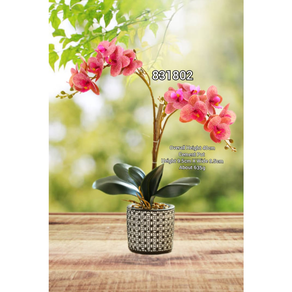 ALL AGE 831802 Bunga Hiasan 2 tangkai, 5 Daun dan 18 kuntum Bunga ...