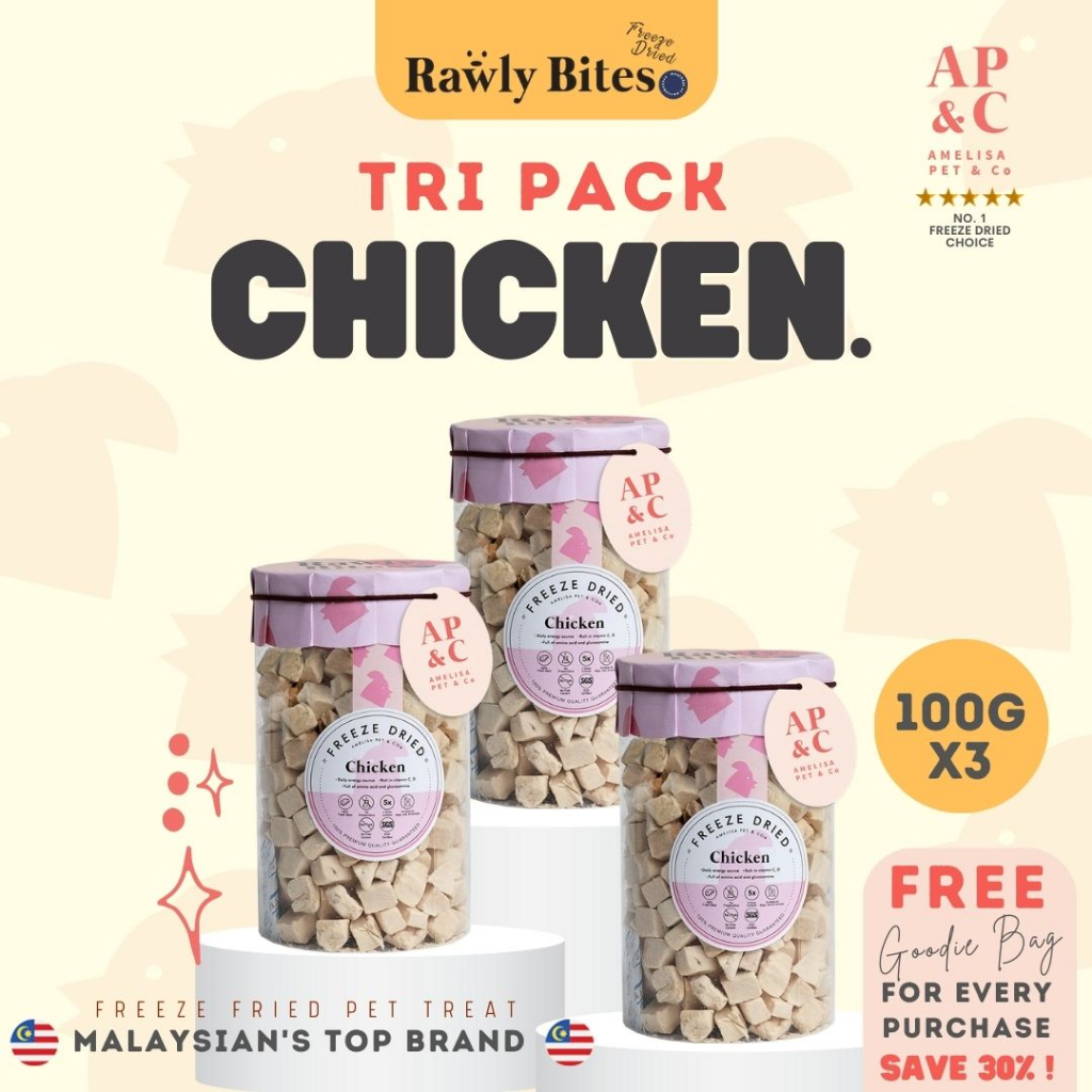 Amelisa Pet & Co. Freeze Dried Treats - Chicken Tri Value Pack (100g x3 ...