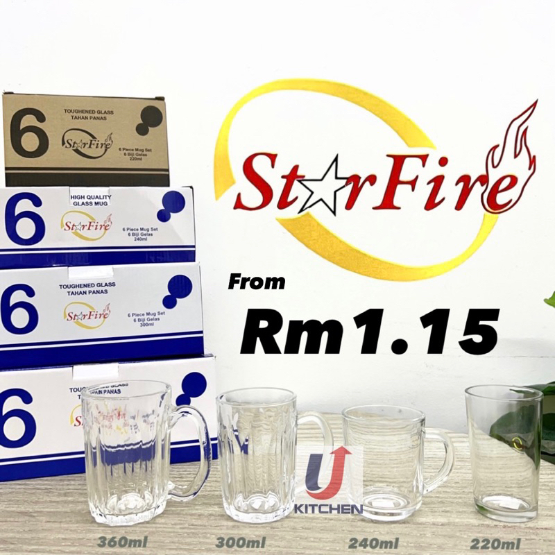 [6Pcs/Set] STARFIRE Teh Tarik Glass Mug Cup/Transparent Glass Cup ...