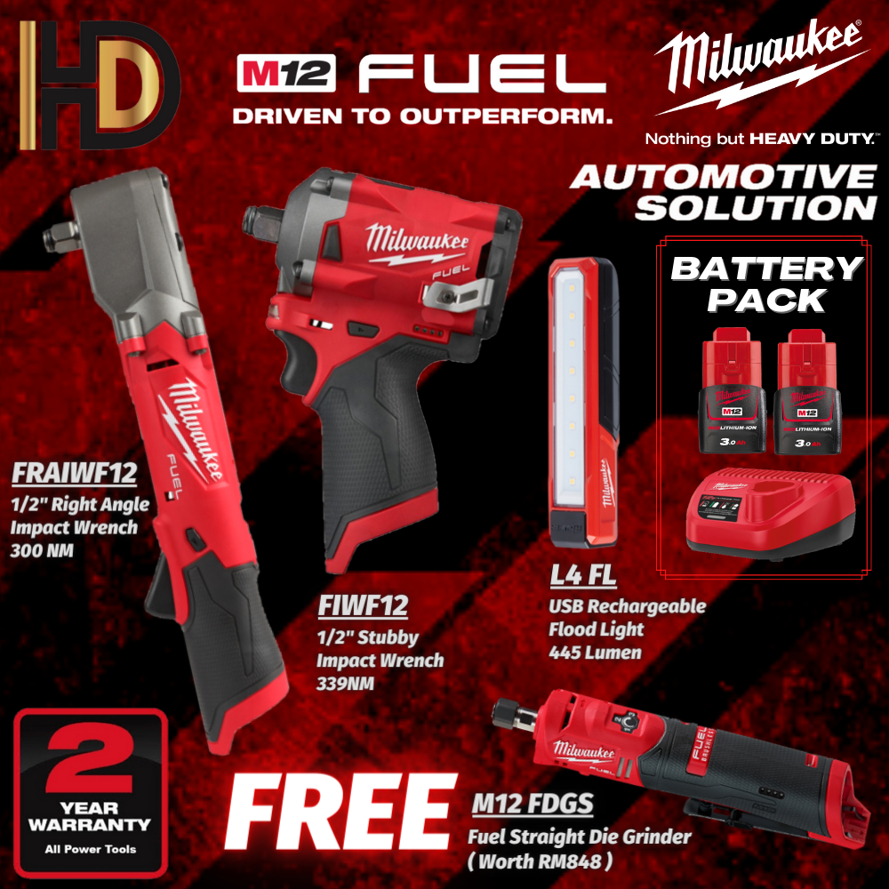 Milwaukee M12 AUTOMOTIVE SOLUTION SUPER Impact Wrench Combo Package ...